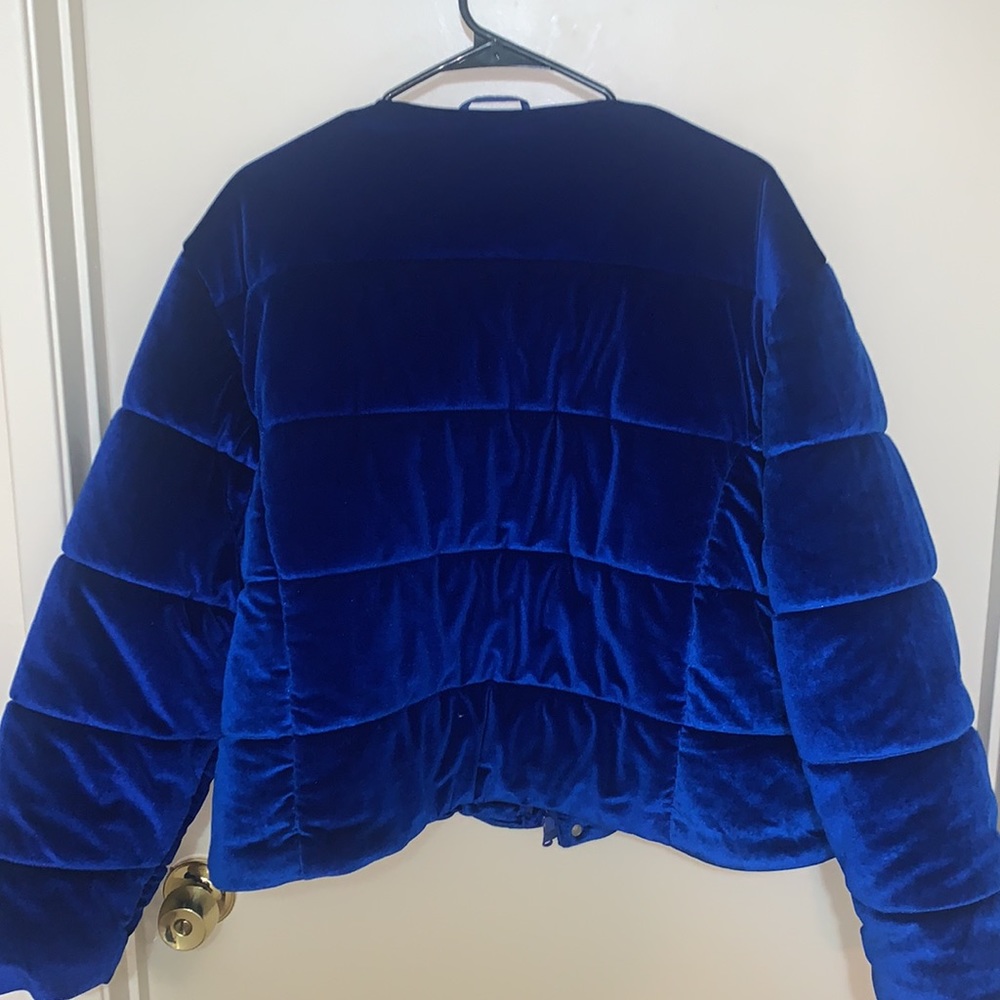 Puffa Blue Velvet Puffer Jacket - Gem